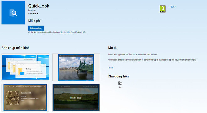 Cách đưa Quick Look tính năng xem trước của Mac OS lên Windows 10