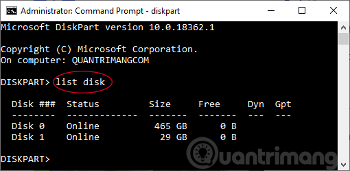 Cách tạo USB Boot bằng Command Prompt - QuanTriMang.com