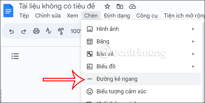Hướng dẫn chèn đường kẻ ngang dọc trong Google Docs - QuanTriMang.com