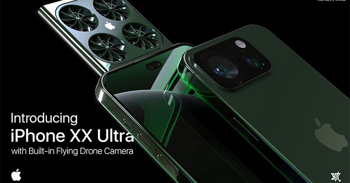 Ngắm mẫu iPhone XX Ultra có cả camera bay khiến iFan thích thú