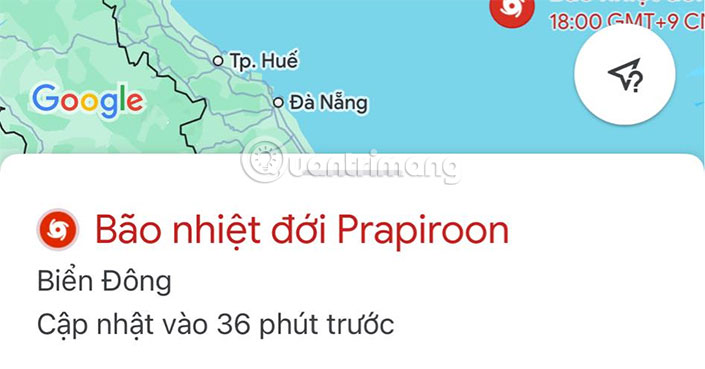 Xem đường đi của bão trên lộ trình trên Google Maps - QuanTriMang.com