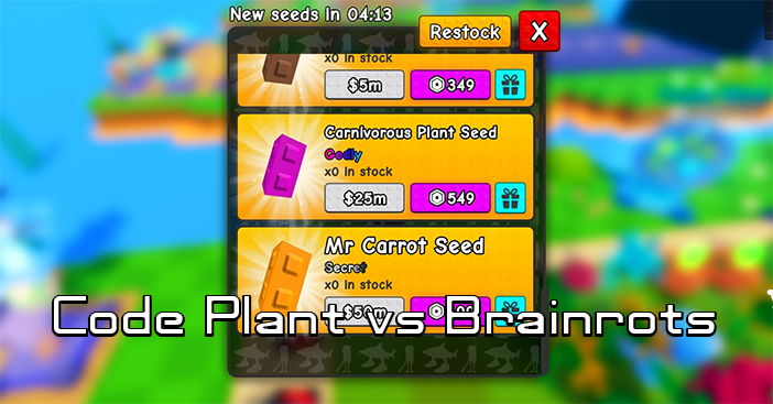 Code Plants vs Brainrots mới nhất